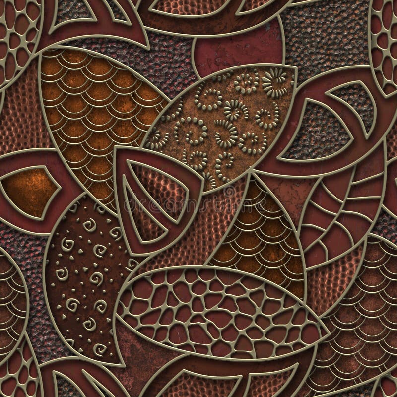 Metal Seamless Texture with Patchwork Pattern, Bronze and Cooper Color ...