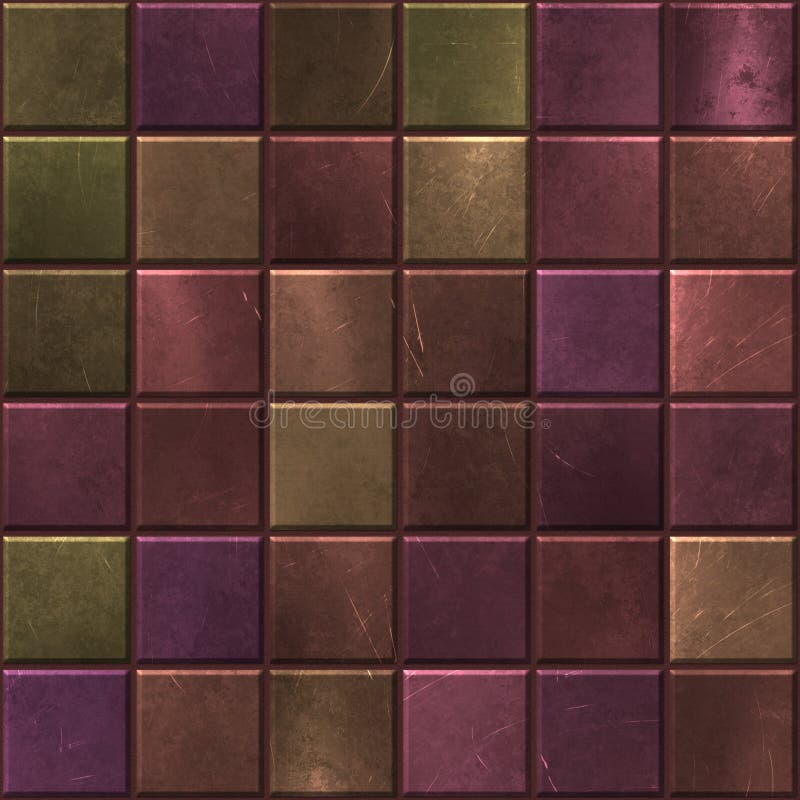 Metal Seamless Texture with Square Tiles Pattern, Copper Color, Panel ...
