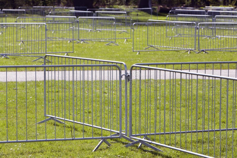 Metal security barriers stock photo. Image of cross, festival - 70290600