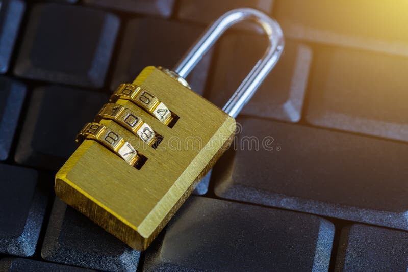 Metal Security Lock with Password on Computer Keyboard Stock Photo ...