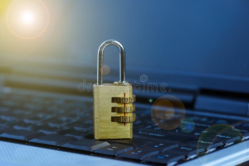 Metal Security Lock with Password on Computer Keyboard Stock Photo ...