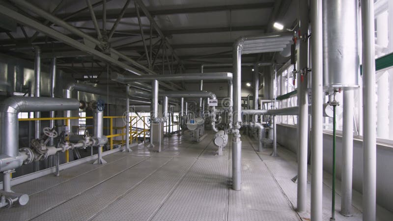 Pipeline System Connects Metal Tanks in Chemical Workshop Stock Footage ...