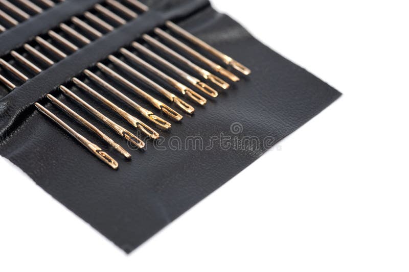 Metal Sewing Needles for Hand Sewing on an Artificial Leather Base ...