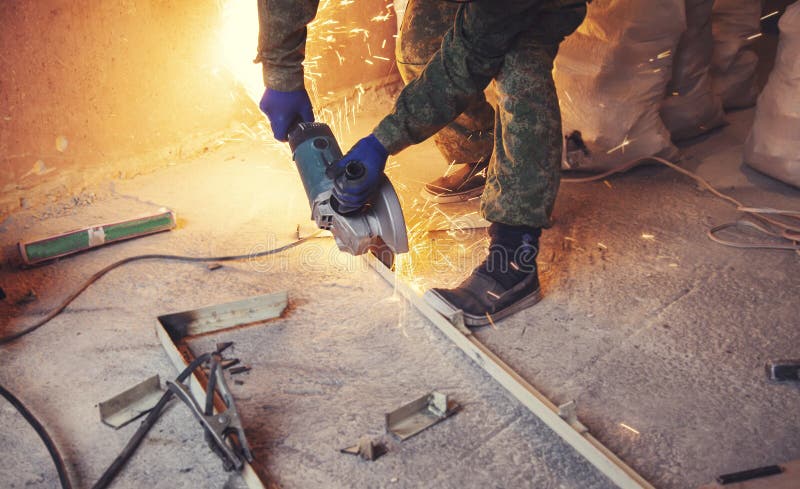 Metal with sharp sparks stock image. Image of equipment - 133707969