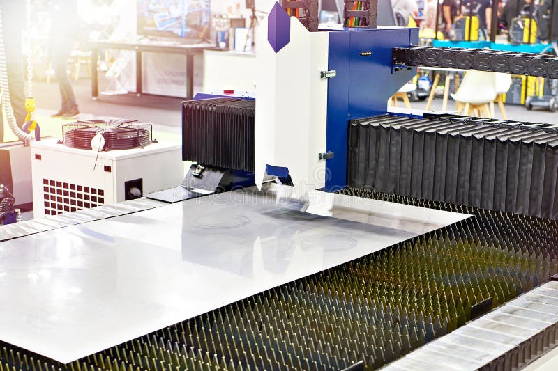 Metal Sheet Laser Cutting Machine Stock Image - Image of steel, light ...