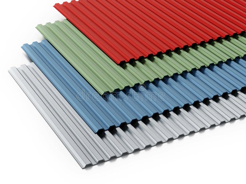 Metal Sheets Stack with Various Colors. 3D Illustration Stock ...