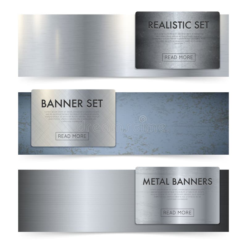 Metal Sheets Texture Realistic Banners Set Stock Vector - Illustration ...