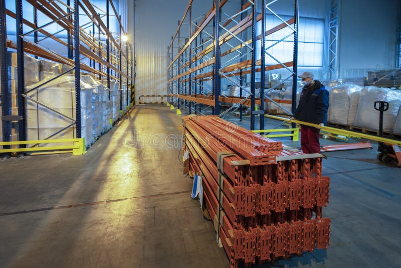 Metal shelves editorial image. Image of industrial, overalls - 209458500