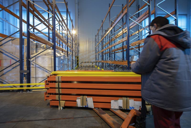 Metal shelves stock photo. Image of floor, perspective - 209458512