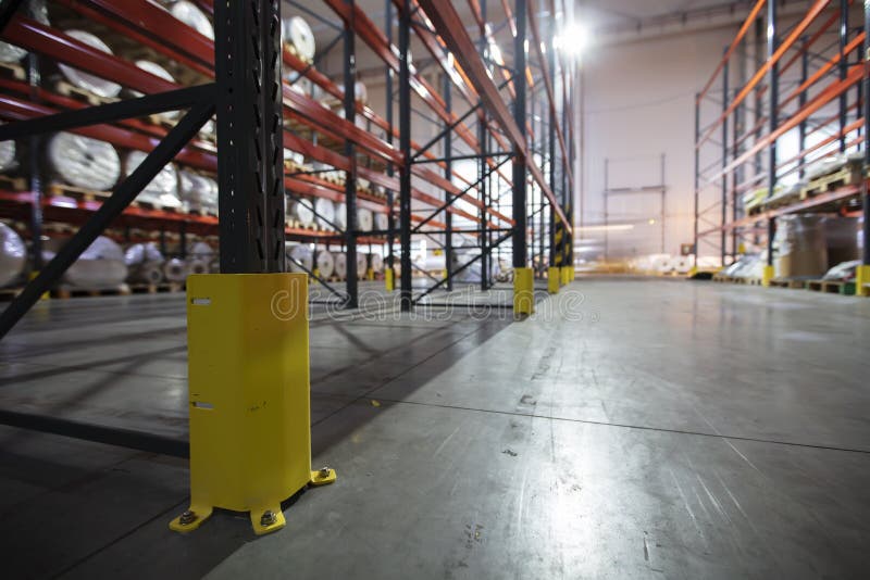 Metal shelves stock image. Image of package, perspective - 209458637