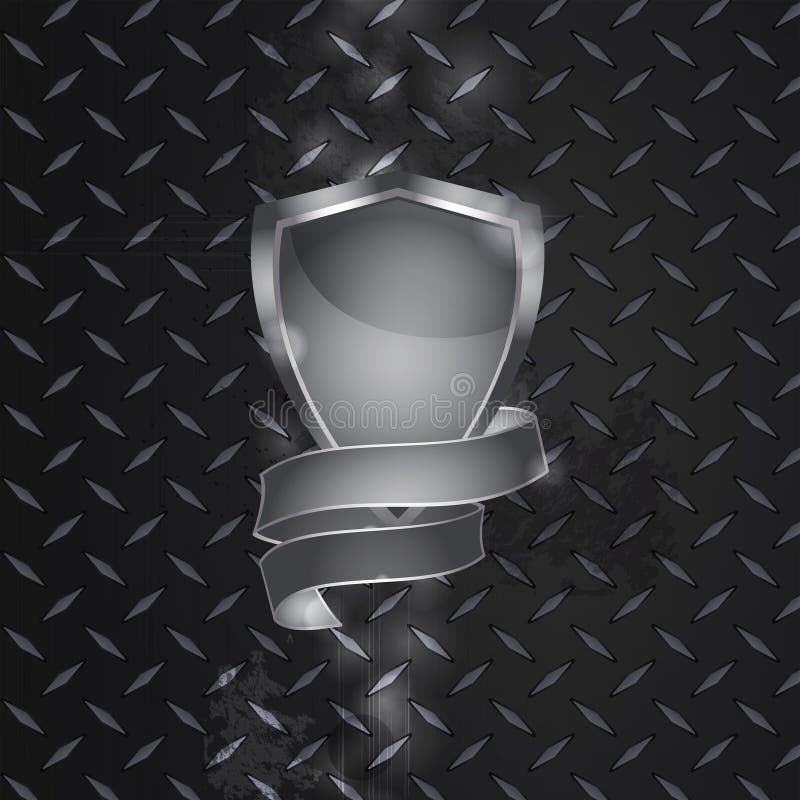 Metal Shield and Banner on Metallic Plate Stock Illustration ...