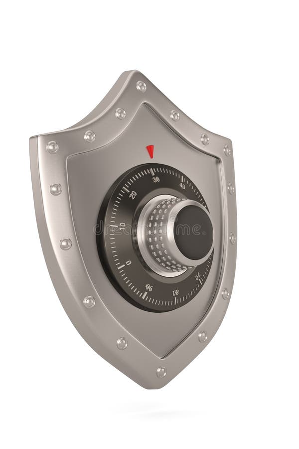 Shield Lock On Laptop Screen. 3D Illustration. Stock Illustration ...