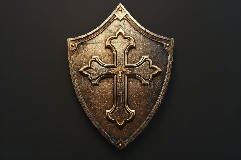 A Metal Shield with a Cross Symbol. Suitable for Historical, Religious ...