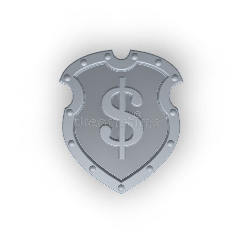 Metal Shield with Dollar Sign Stock Illustration - Illustration of ...