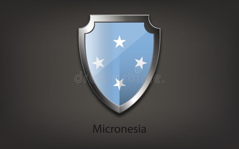 Metal Shield with Flag of Micronesia. Vector Stock Illustration ...