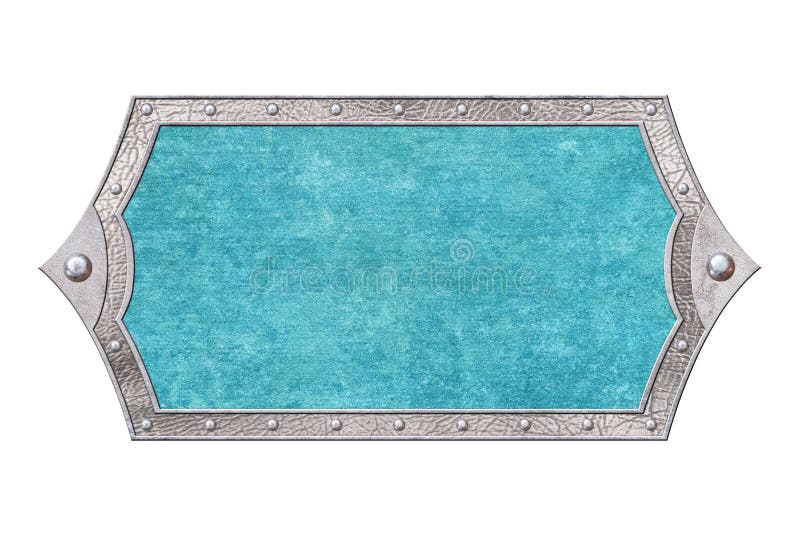 Metal Shield with Grunge Blue Texture Isolated on White Stock Image ...