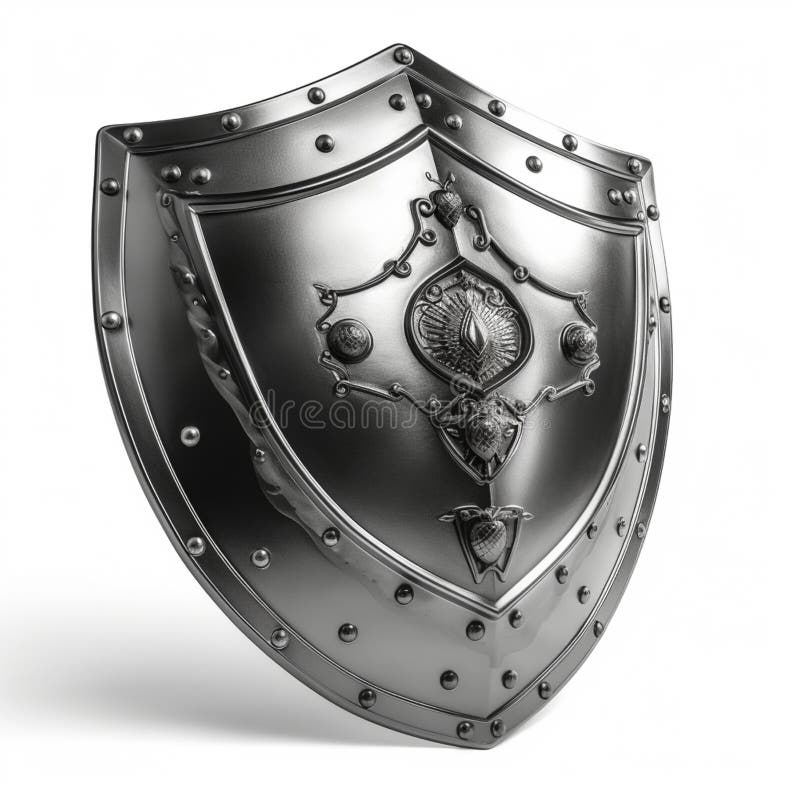 Metal Shield Icon on White Background, Created with Generative AI Stock ...
