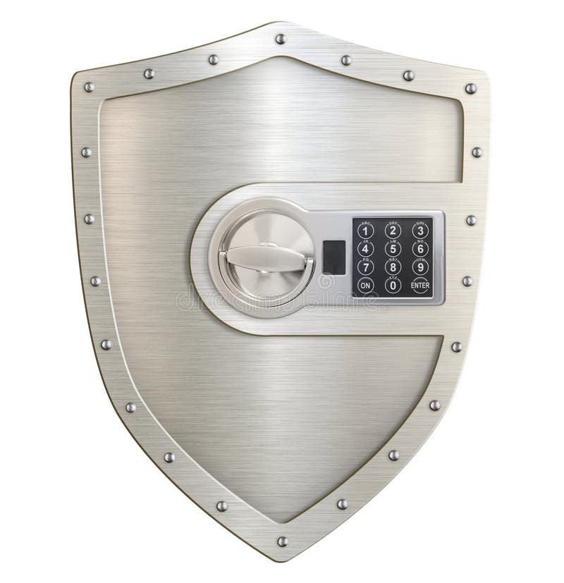 Metal Shield Isolated with Code Lock 3d Illustration Stock Illustration ...