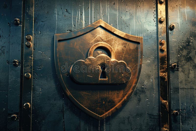 A Metal Shield with a Keyhole and a Lock. Stock Photo - Image of design ...