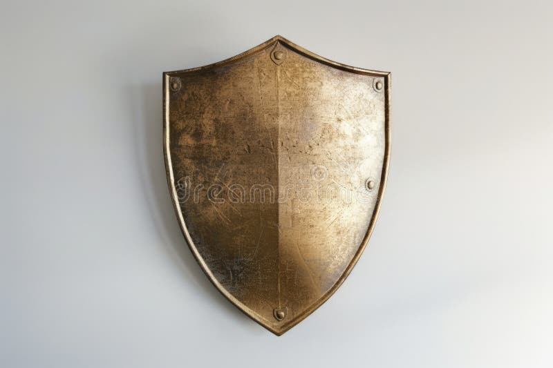 A Metal Shield is Mounted on a Stone Wall, Ready for Defense or Display ...