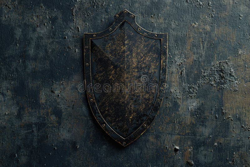 A Metal Shield on a Rusty Old Wall with Cracks and Decay Stock Image ...