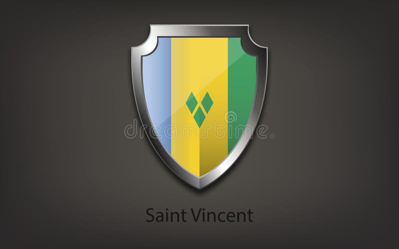Metal Shield with SAINT VINCENT Flag. Vector Stock Illustration ...