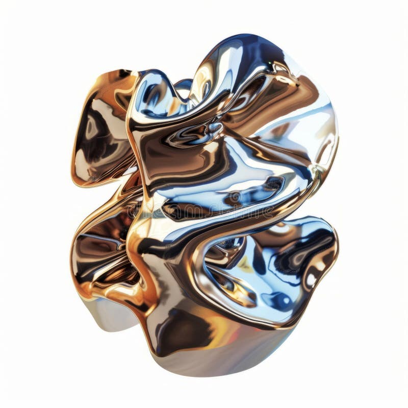 Metal Shiny 3D Abstract Glowing Form. Neon Glowing Flowing Design ...