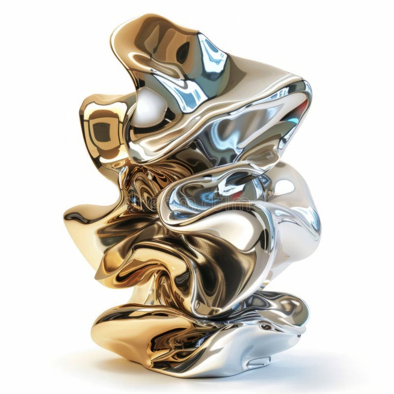 Metal Shiny 3D Abstract Glowing Form. Neon Glowing Flowing Design ...