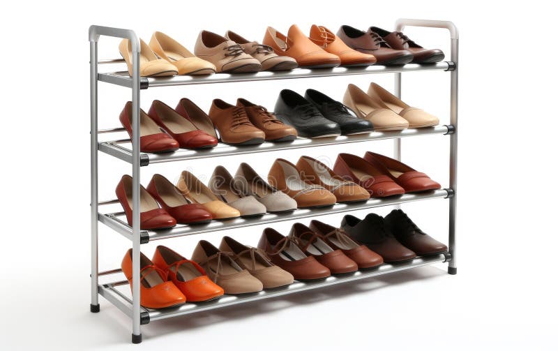 Metal Shoe Rack Stands Alone Against a White Backdrop Stock ...