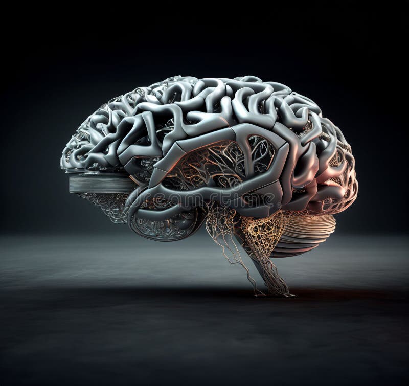 Metal and Silicone AI Brain - Artificial Intelligence. Generative AI ...