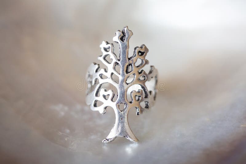 Metal Silver Color Ring in the Shape of Tree Stock Photo - Image of ...