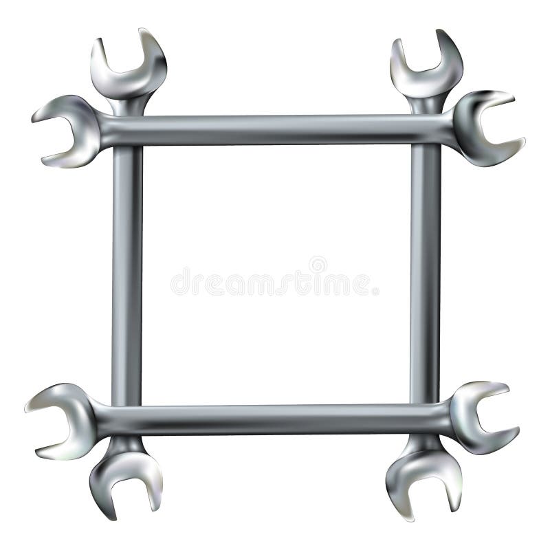 Metal or Silver Frame from Realistic Hand Wrenches Isolated. Vector ...