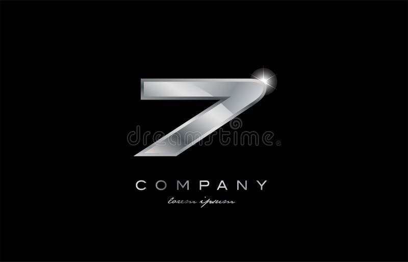 7 Silver Metal Number Company Design Logo Stock Vector - Illustration ...