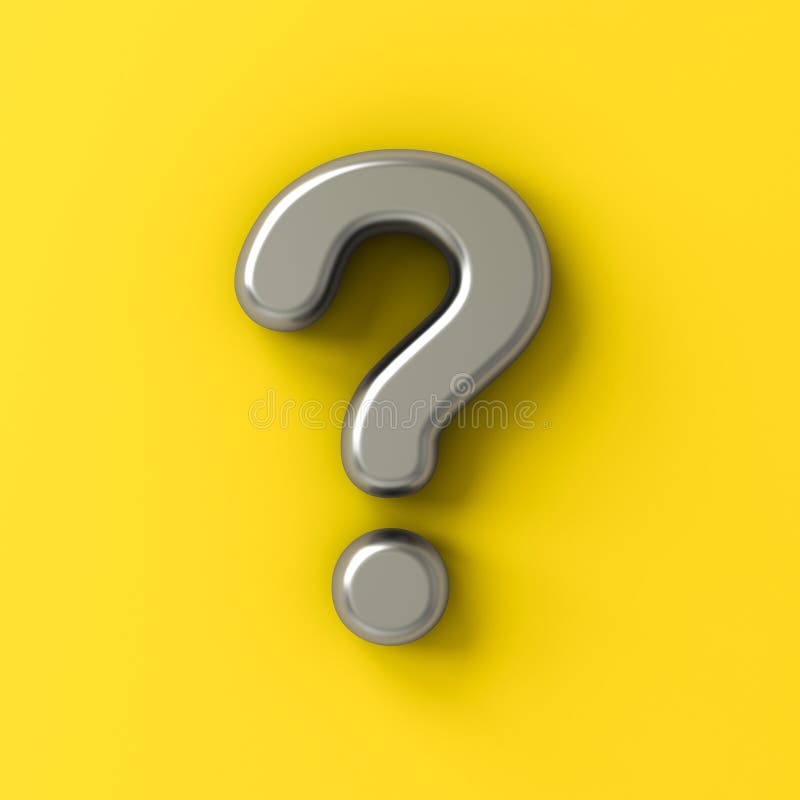 Metal Silver Question Mark Isolated on Yellow Color Background Stock ...