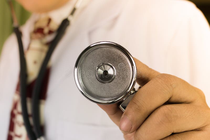 Metal Silver Stethoscope in Doctor Hand Stock Image - Image of ...