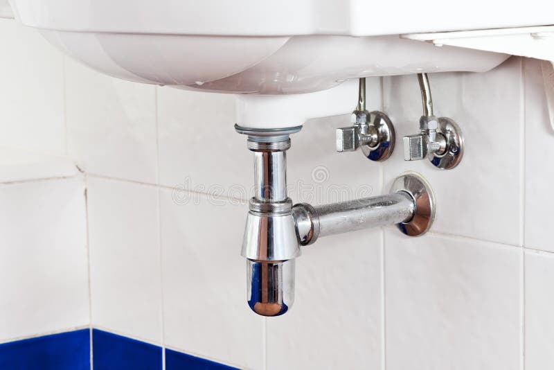Metal Sink Siphon and Drain Stock Image - Image of water, closed: 32027969