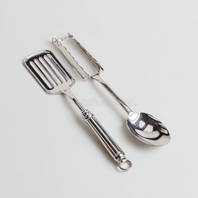 Metal Slotted Turner and Serving Spoon Stock Illustration ...