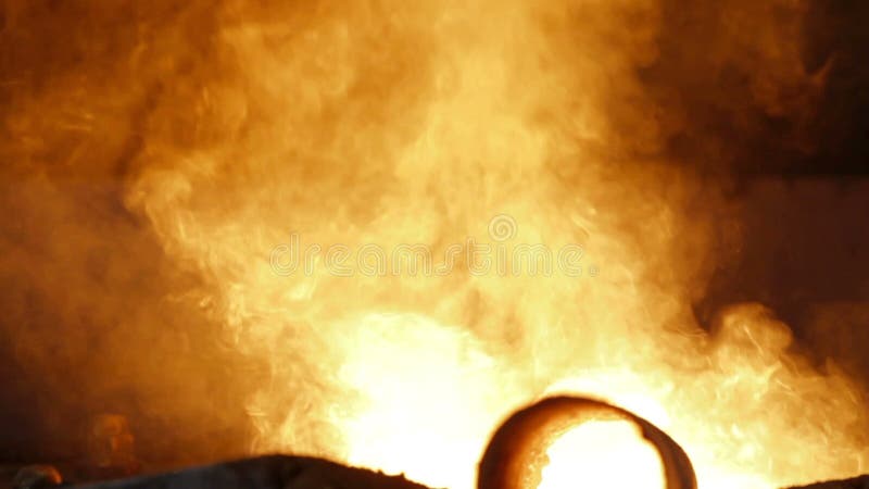 Red Hot Metal Smelting Process Under Fire Stock Video - Video of ...