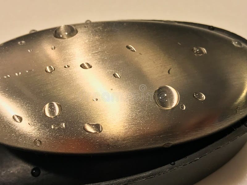 Metal Soap Bar with Water Drops Stock Photo - Image of close, gadjets ...