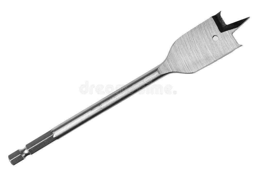 Metal Spade Drill Bit Isolated on White Background. Stock Image - Image ...