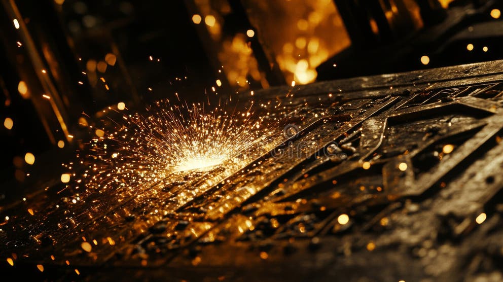 Metal Sparks Explode during Intense Welding Process Stock Illustration ...