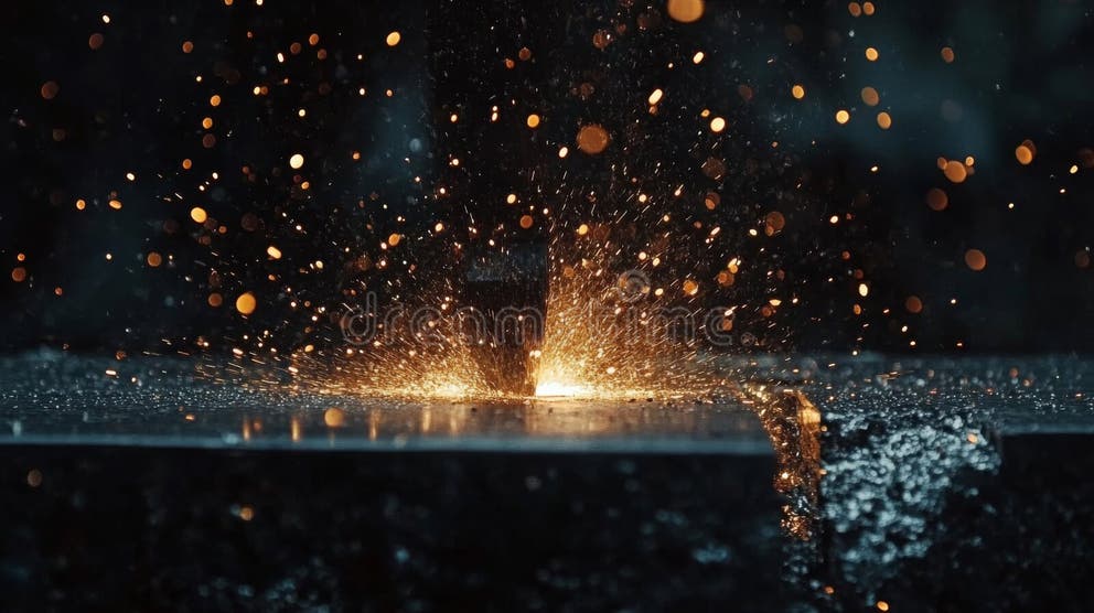 Metal Sparks Exploding during Intense Welding Process Stock ...
