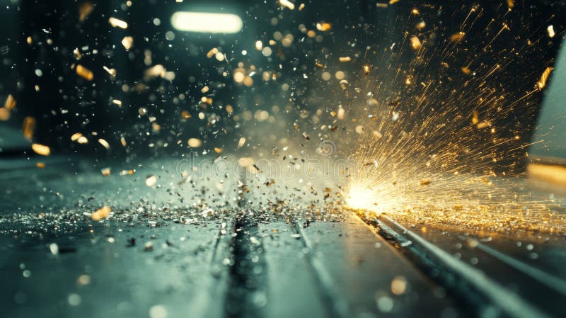Metal Sparks Fly during Intense Industrial Welding Process Stock ...
