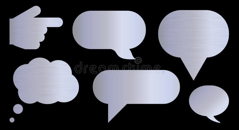 Metal Speech Bubbles. Empty Metallic Text Boxes Set. Isolated Vector ...