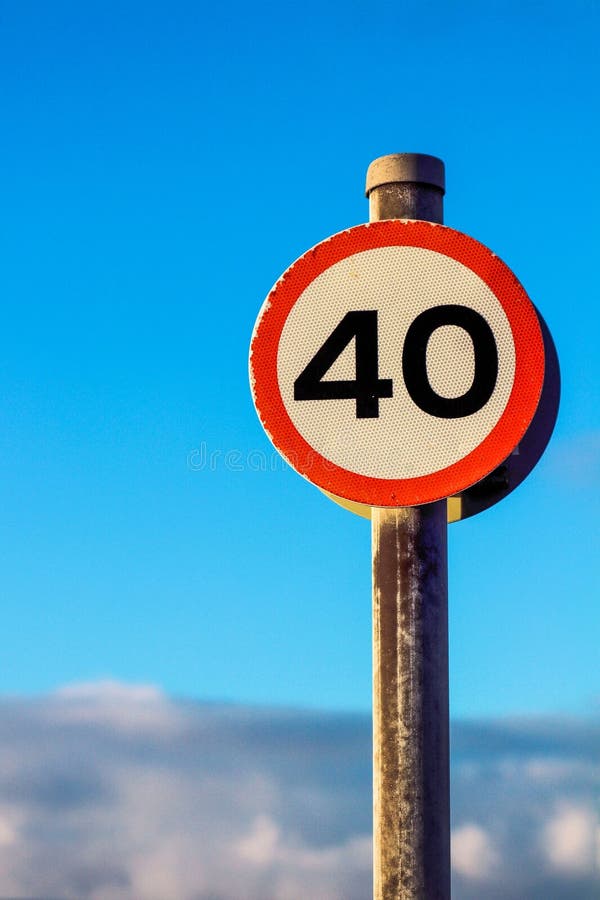 Metal Speed Limit Sign with the Number 40 Displayed at the Center of ...
