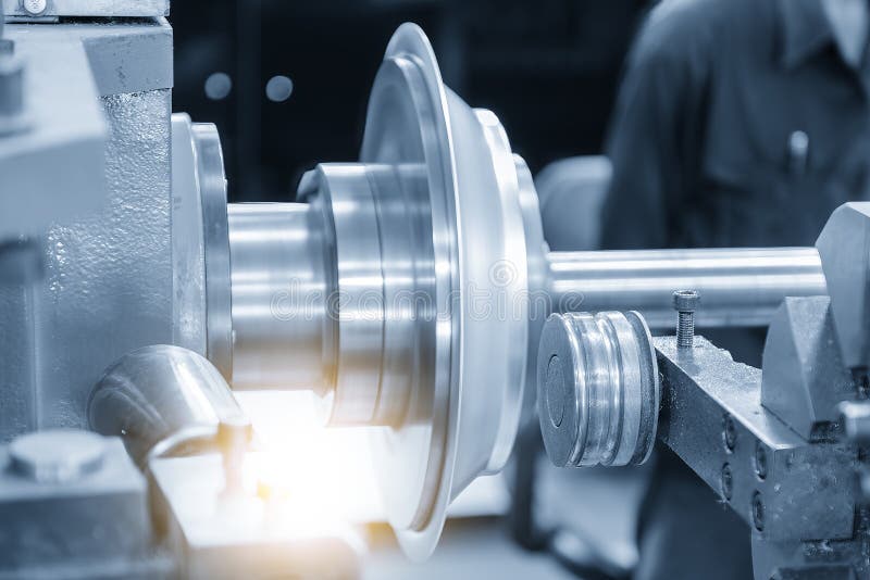 The Metal Spinning Machine Operation in the Light Blue Scene with ...