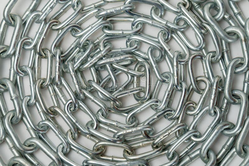 Metal spiral coiled chain stock photo. Image of horizontal - 366252456