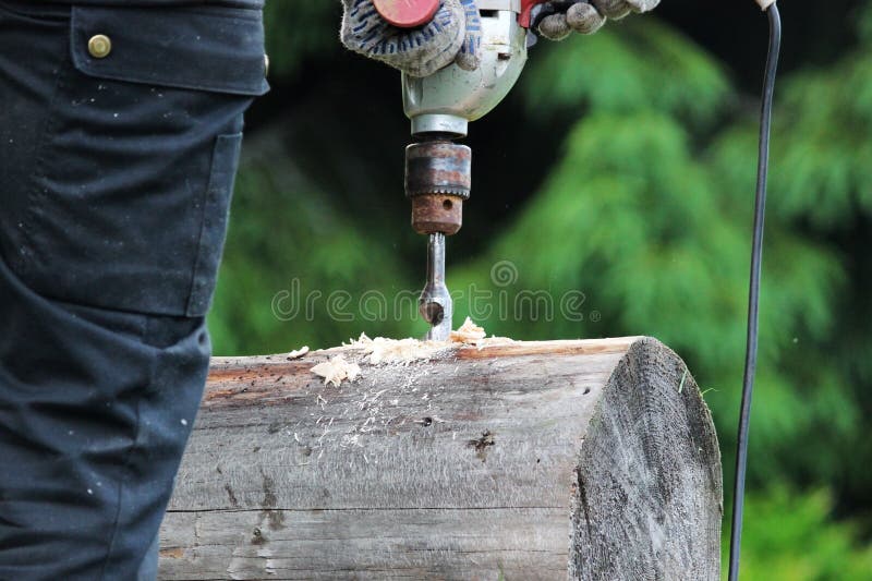 Metal Spiral Drill for Making Holes in Logs when Assembling a Wooden ...