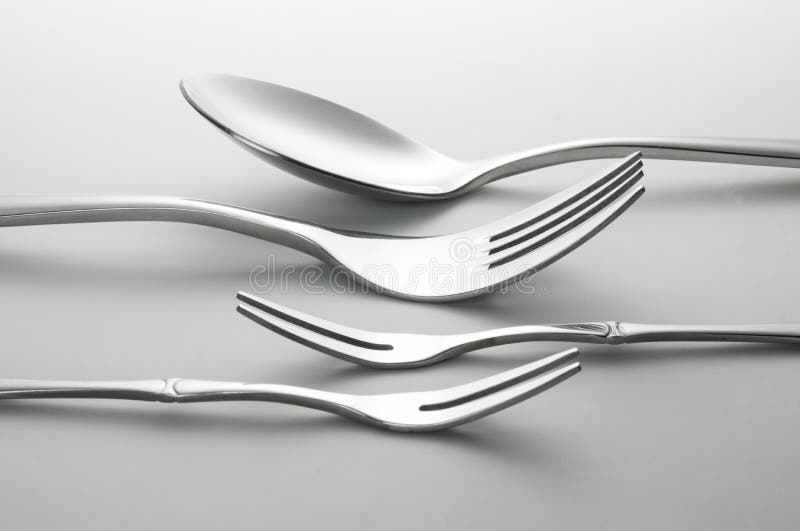 Metal spoon and forks. stock photo. Image of restaurant - 38978470
