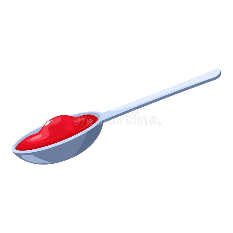 Metal Spoon is Holding a Generous Portion of Red Sauce Stock Vector ...